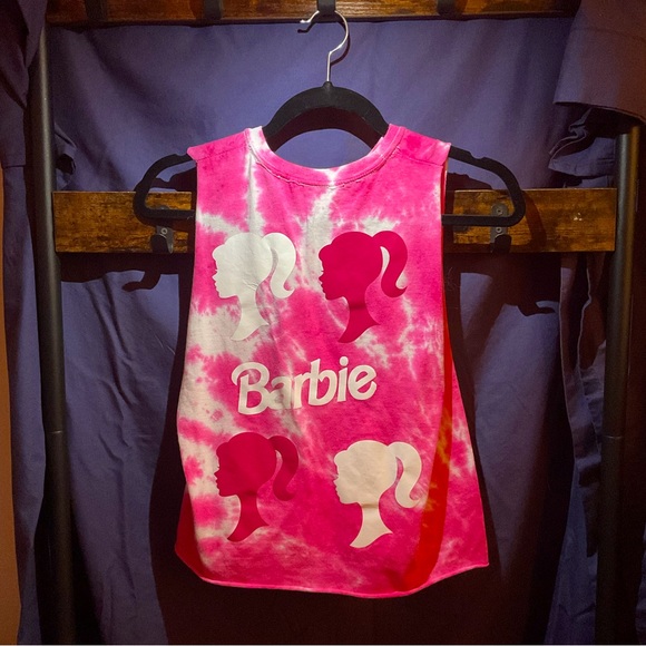 Hanes | Tops | Distressed Barbie Inspired Tyedye Crop Tank | Poshmark